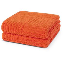 Ross Handt&uuml;cher &raquo;CARRE&laquo; 100% Baumwolle, Rippenstruktur, gro&szlig;e Farbauswahl orange Frottier, Frottier B/L: 50cmx100cm, 2 Stk., Frottier