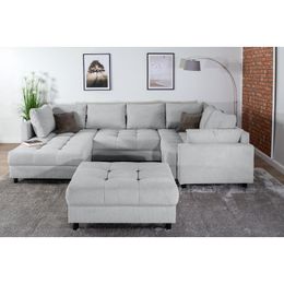 Collection AB Wohnlandschaft &raquo;Toni U-Form, B: 298 cm&laquo; Set: Sofa & Hocker, 2 Zierkissen, Federkern 95%Polyester;5%Nylon B/H/T: 298cm x 44cm x 203cm, 
