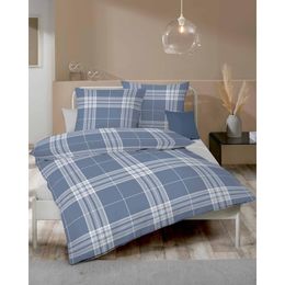 Kaeppel Bettw&auml;sche &raquo;Pure&laquo; 2 Stk. blau Edel-K&ouml;per-Flanell, Obermaterial: 100% Baumwolle B/L: 155cm x 220cm, Edel-K&ouml;per-Flanell, B/L: 80cm x 80cm, 2 Stk.