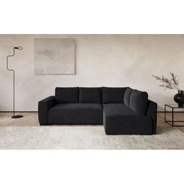 COTTA Ecksofa &raquo;Giro L-Form, Ottomane, Breite 252 cm&laquo; wahlweise mit Bettkasten und Trendbezug CORD! schwarz B/H/T: 252cm x 86cm x 170cm, Cord, Ottomane