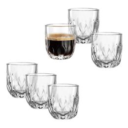 Leonardo Espressoglas &raquo;GOCCE, 90 ml, 6er-Set&laquo; 3. Variante, mit Tropfenrelief transparent Glas &Oslash; 5,2cm x 5,6cm, 90ml, 6 Stk.