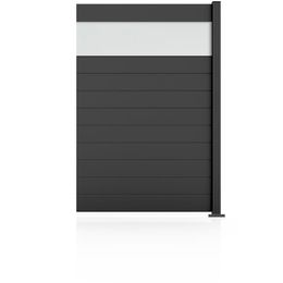 STAKET PRO Gartenzaun &raquo;Anbauzaun Paneel 150&laquo; LxH: 124,2x187 cm, 1 Element &aacute; 120 cm Breite + Fl&auml;chendruck 84 schwarz Aluminium, Glas H/L: 180cm x 1,24m