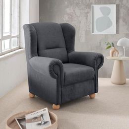 Home Affaire Ohrensessel &raquo;Torello Relaxsessel, toller Sitzkomfort, Breite 92cm, hohe R&uuml;ckenlehne&laquo; 1 Stk. tlg. grau 100% Polyester Microfaser, B/H/T: 