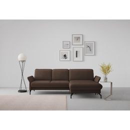 Sit & More sit&more Ecksofa &raquo;Fashion L-Form&laquo; wahlweise mit Kopfteilverstellung und Vorziehsitz, motorisch braun B/H/T: 253cm x 84cm x 165cm, Luxus-Microfaser 