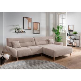 Home Affaire Ecksofa &raquo;Drago, elegant und zeitlos, komfortabel, Holzfu&szlig;, L-Form, Breite 290cm&laquo; frei im Raum stellbar, inkl. 2 Zierkissen beige 100% 