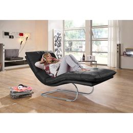 W.Schillig Relaxliege &raquo;daily dreams&laquo; in Waffelkissen-Optik, wahlweise mit Motor, Freischwingergestell grau Longlife Xtra-Leder Z59: Glattleder mit 