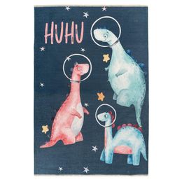 Kayoom Kinderteppich &raquo;Joanna 627&laquo; rechteckig 6 mm H&ouml;he Kurzflor, Modernes Muster, Deko, Wolle, Dino, Dinosaurier bunt Baumwolle B : 115cm 1 Stk., 6mm, L: 