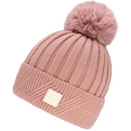 Chillouts Damen Chillouts Bommelm&uuml;tze elastisch, Formbest&auml;ndig, gef&uuml;ttert, mit breitem Umschlag rosa Einheitsgr&ouml;&szlig;e