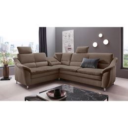 OTTO home Ecksofa &raquo;Cardoso L-Form&laquo; Federkern, wahlweise mit Bett, Schubkasten, teilweise Relaxfunktion braun Luxus-Microfaser Lederoptik (100% 