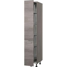 KOCHSTATION Apothekerschrank &raquo;KS-Trea SVAV30-195&laquo; inklusive 5 verstellbarer Drahtk&ouml;rbe, H&ouml;he 195 cm, Breite 30 cm grau eichefarben grau, B/H/T: 30cm x