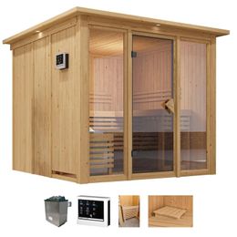 Welltime Sauna &raquo;Artja&laquo; Set, Ofen 9 KW externe Strg easy beige Saunaofen, externe Steuerung, 9 kW