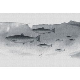 Livingwalls living walls Fototapete &raquo;Walls by Patel Into The Blue 3&laquo; glatt Vlies, Wand, Schr&auml;ge grau Vlies B/L: 4m x 2,7m