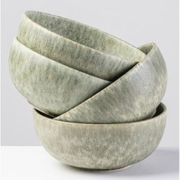 gipfelst&uuml;ck M&uuml;slischale &raquo;Moos'n'Stein&laquo; 4 Stk. aus Steinzeug Scandi-Style, gl&auml;nzende Reaktivglasur, jedes St&uuml;ck ein Unikat gr&uuml;n Steinzeug &Oslash; 15cm
