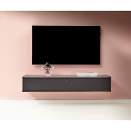 TV-Board &raquo;Mistral Fernsehschrank, Medienm&ouml;bel, H&auml;ngend&laquo; mit Klappt&uuml;r mit Akustikstoff, Lowboard, Breite: 133 cm schwarz B/H/T: 133cm x 23cm x 32,5cm