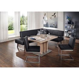 K+w Komfort & Wohnen K+W Komfort & Wohnen Eckbankgruppe &raquo;Spider II&laquo; Set, 4 Stk. tlg. langer Schenkel 195cm, 2 Freischwinger, Auszugstisch in Breite 120 cm schwarz B/H/T: 