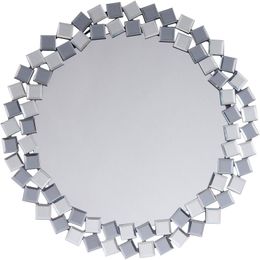 Kayoom Dekospiegel &raquo;Mosaic 1825&laquo; Wandspiegel grau Metallhaken, Spiegelglas B/H/T: 80cm x 1,6cm x 80cm &Oslash; 80cm