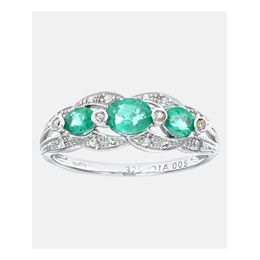 Diamant L'&eacute;ternel Ring aus 375 Wei&szlig;gold mit Diamant mit Smaragd | Gr.: 56