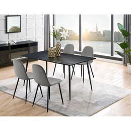 OTTO home Essgruppe &raquo;Eadwine, Tisch plus 4 St&uuml;hle, Sitzgruppe&laquo; Esstisch plus 4 Esszimmerst&uuml;hle grau Schwarzer Esstisch
