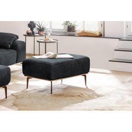 W.Schillig Polsterhocker &raquo;run&laquo; mit Holzsockel, F&uuml;&szlig;e in Bronze pulverbeschichtet, Breite 75 cm schwarz Longlife Xtra-Leder Z73: Naturwalkleder der 