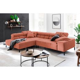 Home Affaire Ecksofa &raquo;Ancona New, wahlweise motorische Sitztiefenverstellung, auch in Cord&laquo; feine Steppung, mit Kopfteilverstellung, 3 Zierkissen, L-