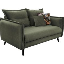 Home Affaire 2-Sitzer &raquo;Lazio, 162 cm breit, modern und bequem&laquo; Velours, Kissen: Microfaser, inkl. R&uuml;cken- und Zierkissen gr&uuml;n 100% Polyester;