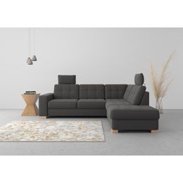 Sit & More sit&more Ecksofa &raquo;Quincy L-Form&laquo; wahlweise mit Schlaffunktion und Bettkasten grau B/H/T: 249cm x 82cm x 213cm, Struktur, Ottomane rechts,mit 