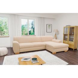 Home Affaire Ecksofa &raquo;Nika zeitlos und elegant, L-Form&laquo; wahlweise mit Bettfunktion, auch in Cord beige Primabelle-Microfaser (100% Polyester);Struktur