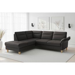 Sit & More sit&more Ecksofa &raquo;Pamela L-Form, Leder, B: 218 cm&laquo; optional Armteilverstellung, Schlaffunktion & Bettkasten grau B/H/T: 218cm x 90cm x 212cm, 