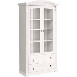 OTTO home Glasvitrine &raquo;Anna&laquo; Gesamtma&szlig;e (B/T/H): ca. 97/46/188 cm, mit Glast&uuml;ren, 2 Schubladen, H&ouml;he 188 cm, aus massiver Kiefer, FSC wei&szlig; Massivholz 