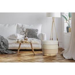 Kayoom Sitzhocker &raquo;Hocker Elyse, Edler Touch durch goldenen Sockel&laquo; 1 Stk. tlg. samtweich, hochwertig, Perfekt aufeinander abgestimmte Farben beige Korpus: 