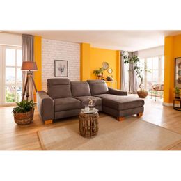 Home Affaire Ecksofa &raquo;Dundee L-Form&laquo; wahlweise mit Kopfteilverstellung und zus&auml;tzlich mit Schlaffunktion braun Luxus-Microfaser Florence (100% 