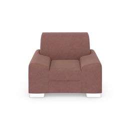 DOMO collection Sessel &raquo;Anzio&laquo; wahlweise mit Federkern lila Samtoptik, Mit Federkern, B/H/T: 114cm x 85cm x 93cm