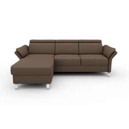Sit & More sit&more Ecksofa &raquo;Vincenzo L-Form&laquo; inklusive Kopfteilverstellung, optional Schlaffunktion & Bettkasten braun B/H/T: 252cm x 84cm x 165cm, Luxus-