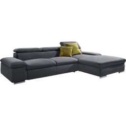 Sit & More sit&more Ecksofa &raquo;Valantine L-Form, B: 286 cm&laquo; mit Arm- & Kopfteilverstellung, optional mit Schlaffunktion grau 100% Polyester;Luxus-Kunstleder/