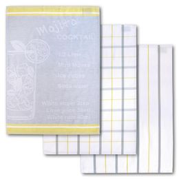 Dyckhoff Geschirrtuch &raquo;Mojito, mit 3 verschiedenen Motiven, mit Mojito COCKTAIL Rezept Motiv&laquo; aus 100% Baumwolle, Ma&szlig;e je Tuch ca. 50x70 cm gr&uuml;n 100% Baumwolle