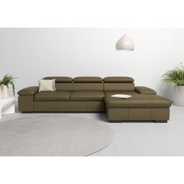 OTTO home Ecksofa &raquo;Alberto L-Form&laquo; mit Kopfteilverstellung, wahlweise mit Schlaffunktion gr&uuml;n Luxus-Microfaser Lederoptik (100% Polyester);Luxus-