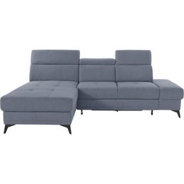 OTTO home Ecksofa &raquo;Cardiz L-Form&laquo; inkl.Kopfteilverstellung und Federkern wahlweise mit Schlaffunktion blau Webstoff (100% Polyester);Luxus-Microfaser 