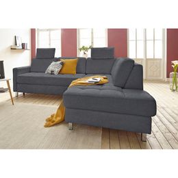 Sit & More sit&more Ecksofa &raquo;Pablo L-Form&laquo; wahlweise mit Schlaffunktion und Bettkasten grau Luxus-Microfaser ALTARA NUBUCK (100% Polyester) / Struktur fein (100%