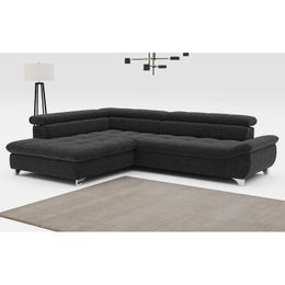 COTTA Ecksofa &raquo;Gemini L-Form, B: 312 cm&laquo; mit Kopfteilverstellung, optional Schlaffunktion schwarz B/H/T: 312cm x 234cm, Struktur fein, Ottomane links,