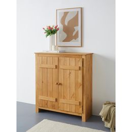 OTTO home Schuhschrank &raquo;Bertram&laquo; Massivholz, 2 verstellbare Einlegeb&ouml;den, Magnetverschluss,H&ouml;he 110 cm beige MDF, Massivholz B/H/T: 100cm x 110cm x 