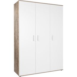 Home Affaire Kleiderschrank &raquo;Henning, Kinderkleiderschrank&laquo; 3-t&uuml;rig wei&szlig; Hartfaserplatte, Holzwerkstoff, Kunststoff, Metall Platinum-Oak-Nachbildung, 