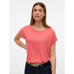 V&eacute;ro Moda Vero Moda Damen T-Shirt &raquo;VMAVA PLAIN SS TOP JRS NOOS&laquo; Materialmix, regular fit rosa M