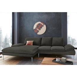 W.Schillig Ecksofa &raquo;enjoy&MORE, Designsofa, elegant und bequem, L-Form&laquo; mit Sitztiefenverstellung, F&uuml;&szlig;e silber matt, Breite 310 cm gr&uuml;n Chenille-