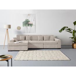 Home Affaire Ottomane &raquo;Skara L-Form&laquo; Lounge-Sofa mit Federkernpolsterung, in vielen Bezugsvarianten beige 100% Polyester B/H/T: 310cm x 86cm x 100cm, 