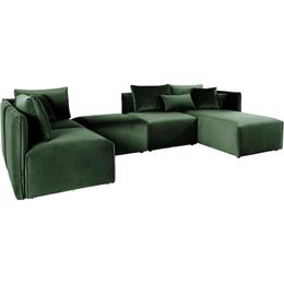 OTTO home Wohnlandschaft &raquo;N&ouml;re U-Form&laquo; 5 Teile, in vielen Bezugsqualit&auml;ten und Farben s. auch "N&ouml;re" gr&uuml;n Struktur fein (100% Polyester);Struktur (100