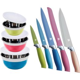 King Messer-Set &raquo;AROMI Metallic&laquo; inklusive 3tlg. Sch&uuml;ssel-Set bunt Edelstahl Einheitsgr&ouml;&szlig;e