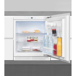 Exquisit Einbauk&uuml;hlschrank &raquo;UKS140-V-FE-010D&laquo; 81,8 cm hoch 59,5 cm breit Ideal zum Unterbauen in die K&uuml;chenzeile f&uuml;r kleine K&uuml;chen, B&uuml;rok&uuml;chen silber 
