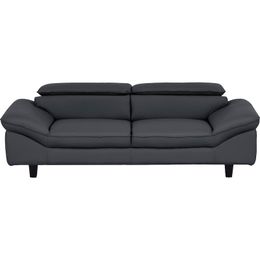 Home Affaire 3-Sitzer &raquo;Pilot&laquo; Big-Sofa mit Kopfteilverstellung grau B/H/T: 218cm x 108cm, Leder PAMPAS
