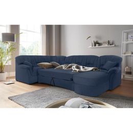 DOMO collection Wohnlandschaft &raquo;Bahia mit viel Platz, zeitloses Design, U-Form&laquo; wahlweise mit Bettfunktion blau Luxus-Microfaser (100% Polyester), mit
