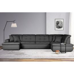 Home Affaire Wohnlandschaft &raquo;BRISBANE NEU U-Form&laquo; mit feiner Steppung, Matten-Optik, incl. Zierkissen grau 100% Polyester B/H/T: 380cm x 83cm x 202cm,